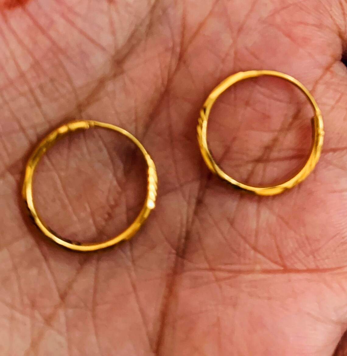 22k Gold Hoops Gold Earring Solid Gold Hoops Tiny Gold - Etsy