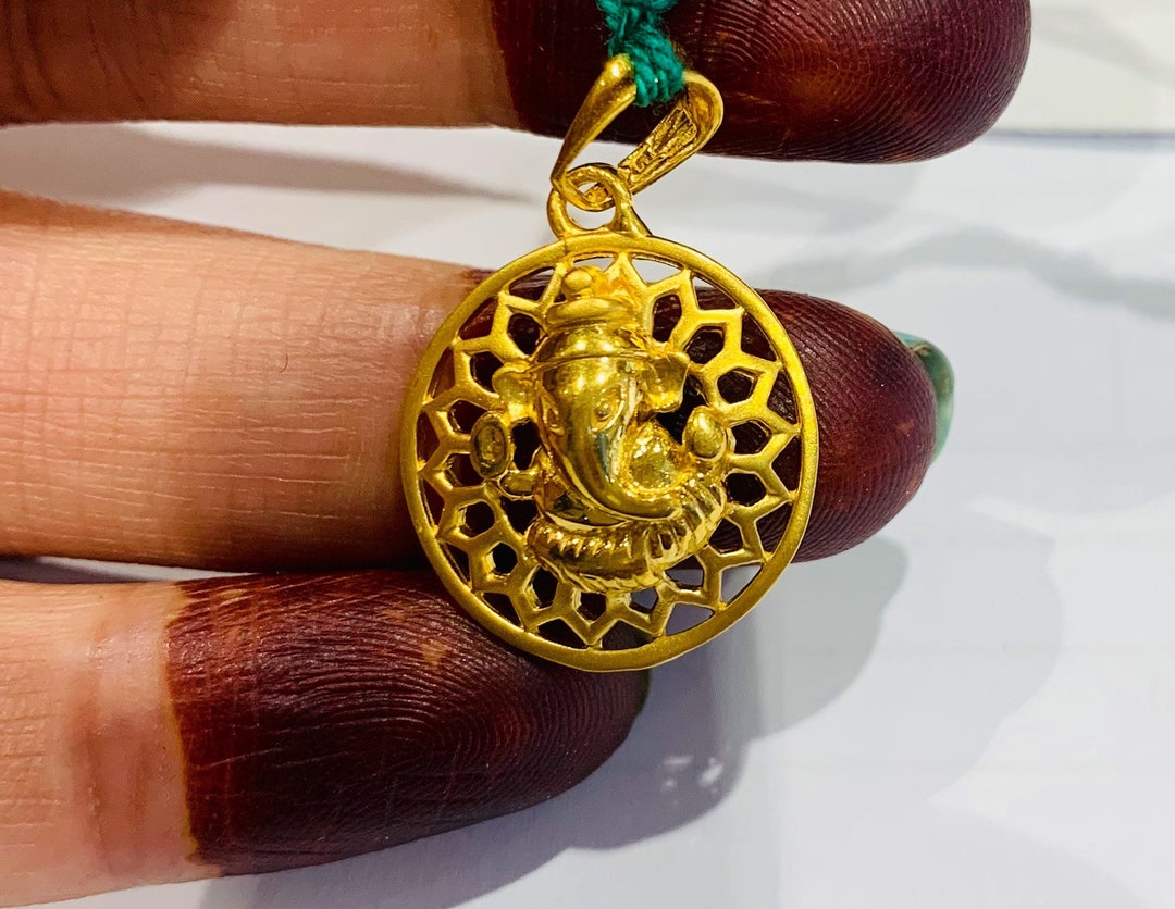 22k Gold Ganesha Pendant-solid Gold Pendant- God Gold Pendant- Spirtual ...
