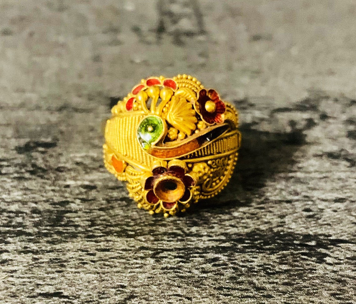 22k Solid Yellow Gold Ring-indian Gold Ring-handcrafted - Etsy
