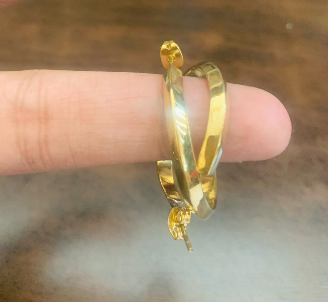 22k Gold Hoops-big Solid Curvy Gold Earring, Solid Gold Hoops, Large ...