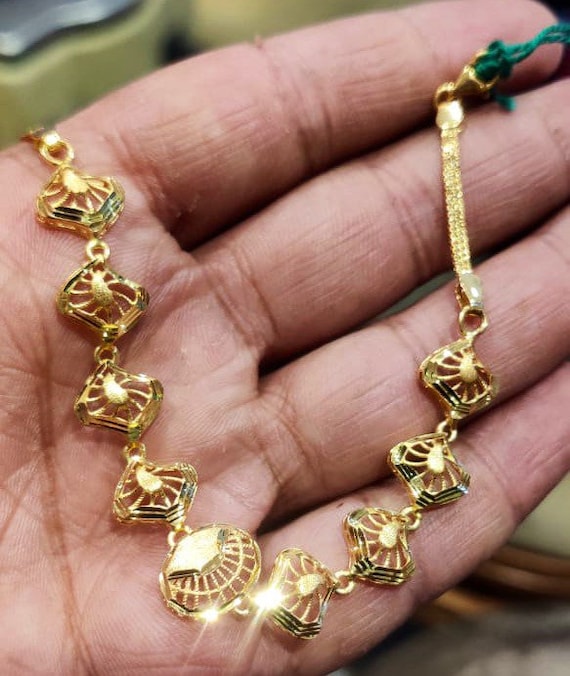 22k Solid Gold Bracelet 22k Chain Style Gold Bracelet Unique | Etsy