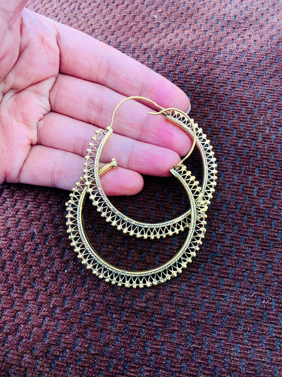 18k Gold Hoops, Solid Gold Earring, Solid Gold Hoops, Large Gold Hoops ...