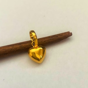 22k Gold Heart Pendant-heart Puff Pendant-solid Gold Pendant-love ...