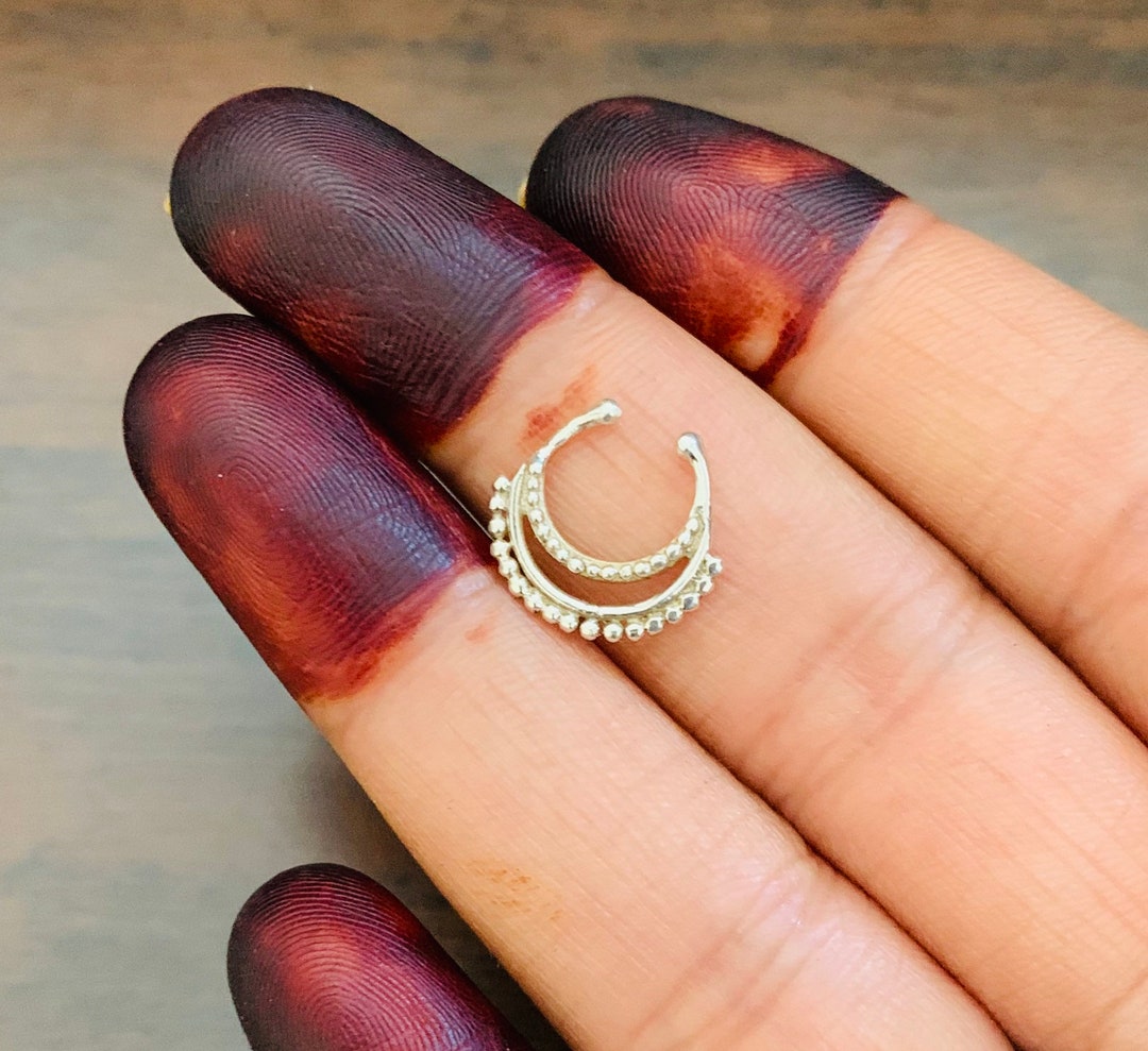 Silver Septum Ring- Fake Septum Ring- Fake Septum Piercing- Septum ...