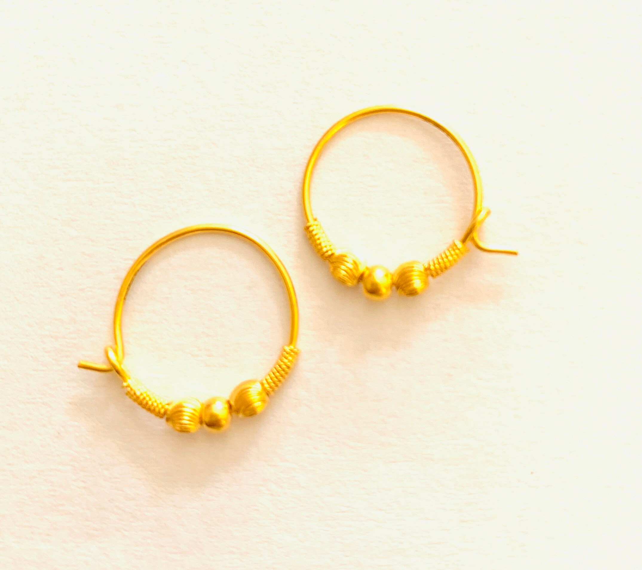 22k Gold Hoops Carved Gold Earring Solid Carved Gold Hoops | Etsy