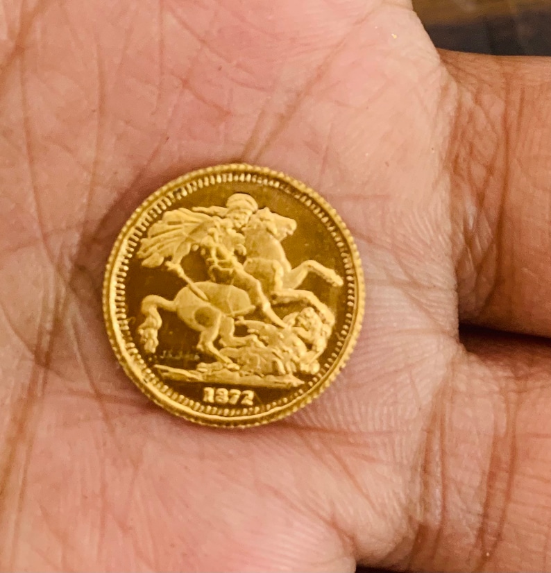 22ct Gold Coin- 1872 Genuine Antique Handmade Solid Gold Coin- 2 Grams ...