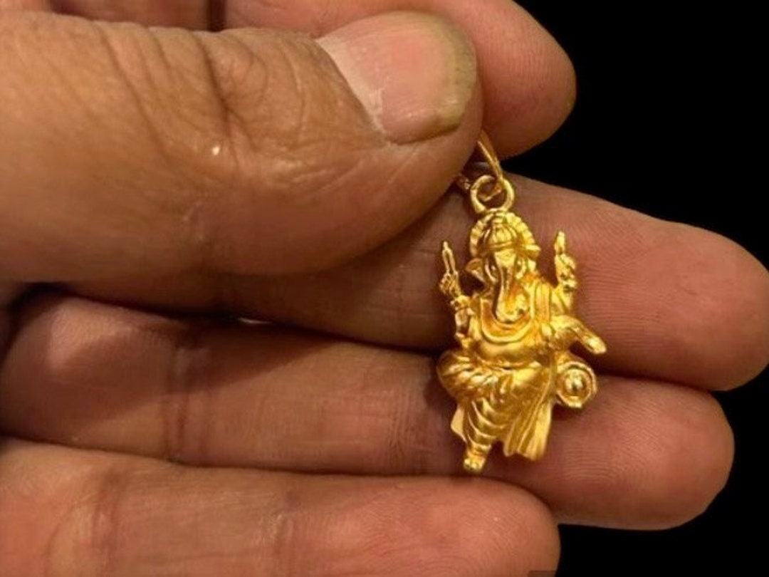 22k Gold Ganesha Pendant-solid Gold Pendant- God Gold Pendant- Spirtual ...