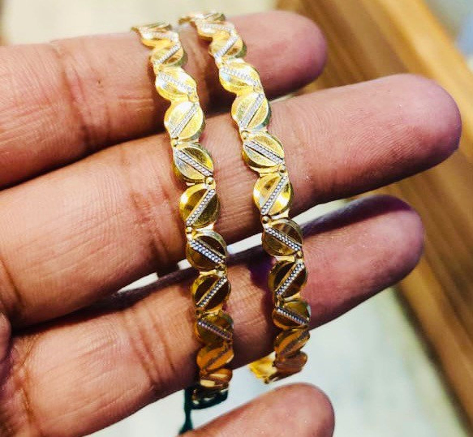 22k Solid Gold Bangle-every Day Wear Gold Bangle-indian Gold Bangle ...
