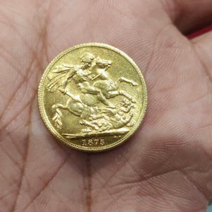 22ct Gold Coin- 1875 Genuine Handmade Antique Solid Gold Coin- 8 Grams ...