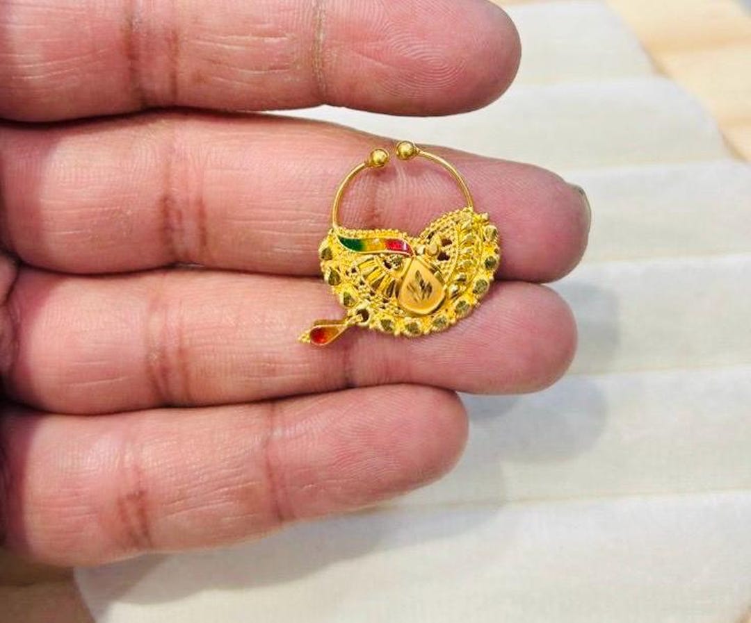 22k Solid Gold Nath or Gold Nose Ring-real Solid Gold Nose Jewellery or ...
