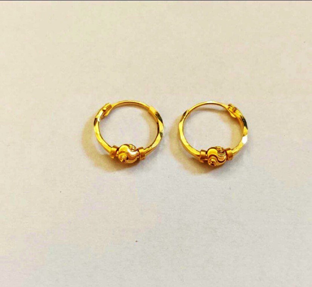 22k Gold Hoops, Rajasthani Gold Hoops, Indian Gold Hoops, Hallmarked ...