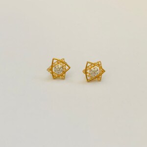 22k Solid Gold Floral Stud- Solid Gold Earrings- Gold Stud- 22k Solid ...