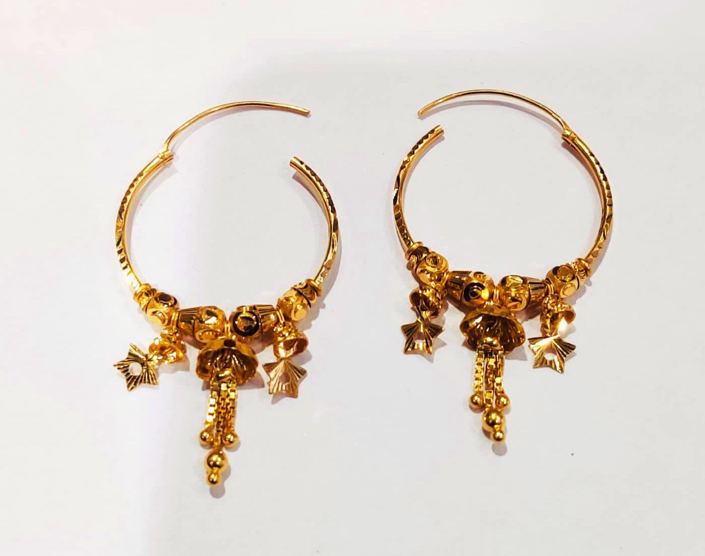 22k Solid Gold Handmade and Handcraftet Dangling Bell and Star | Etsy