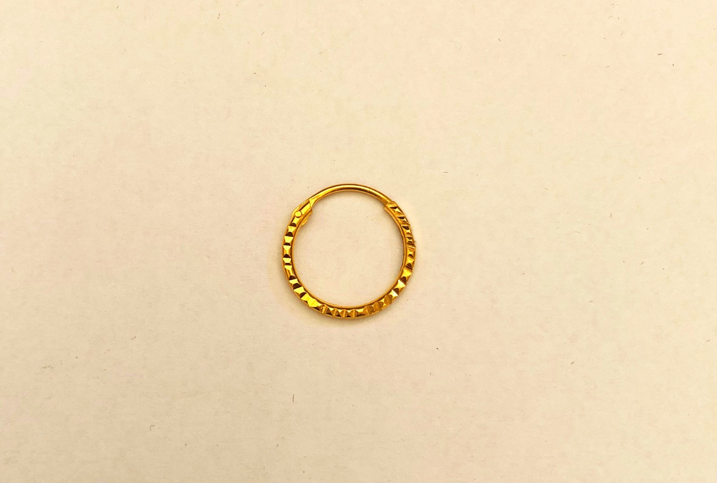 22k Gold Diamond Cut Nose Ring Gold Nose Hoop Gold Nostril - Etsy