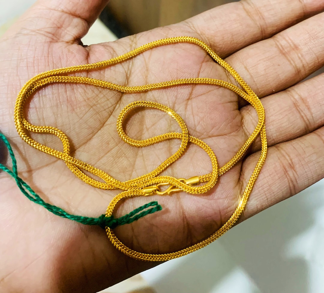 22k Solid Gold Chain- Yellow Gold Chain- Indian Gold Chain- Handmade ...