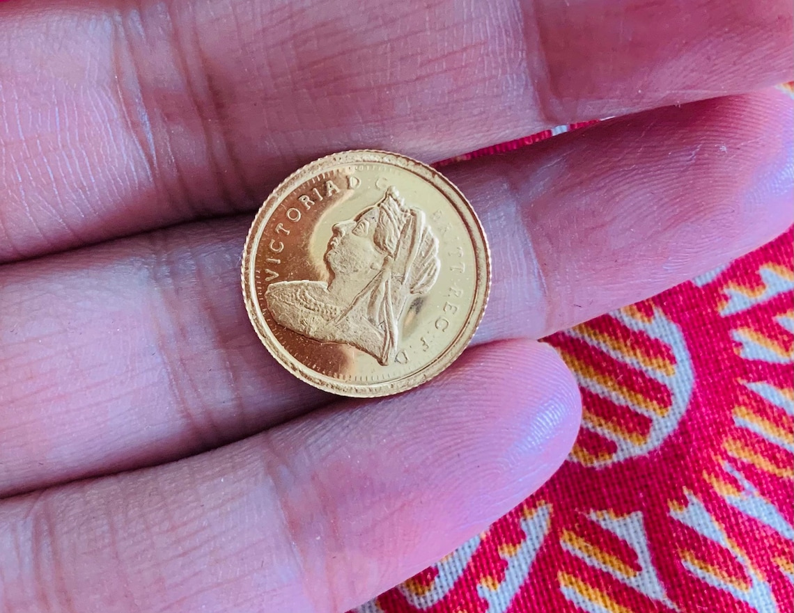 22ct Gold Coin- 1872 Genuine Antique Handmade Solid Gold Coin- 2 Grams ...