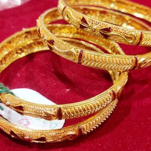 22k Solid Gold Indian Bangle Set-gold Bangle-rajasthani Gold Bangle-pure Gold Bangles-wedding ...