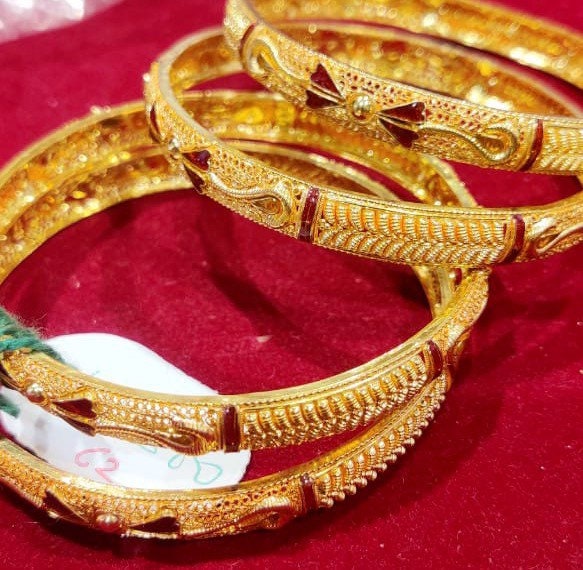22k Solid Gold Indian Bangle Set-gold Bangle-rajasthani Gold Bangle ...