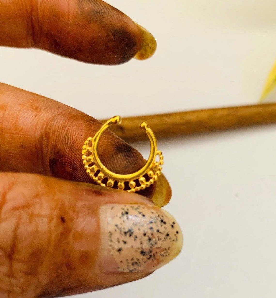 22k Gold Fake Nose Septum- Solid Nose Gold Septum-real Gold Nose Septum ...