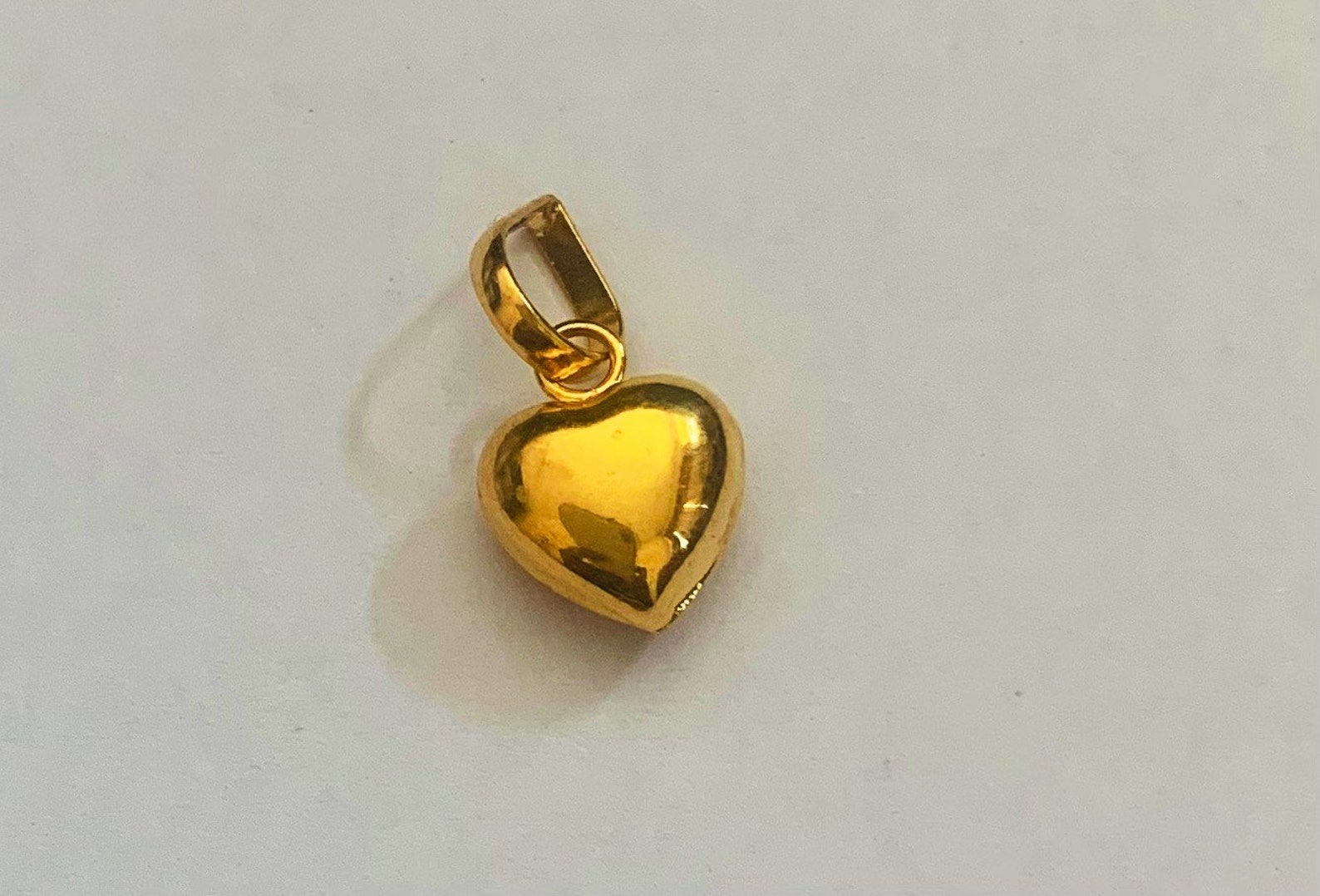 22k Gold Heart Pendant-heart Puff Pendant-solid Gold - Etsy