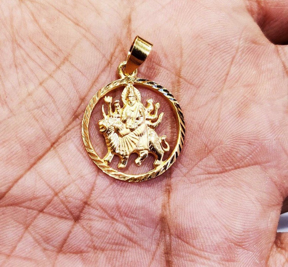 22k Gold Goddess Durga Pendant-solid Gold Pendant Navratri | Etsy