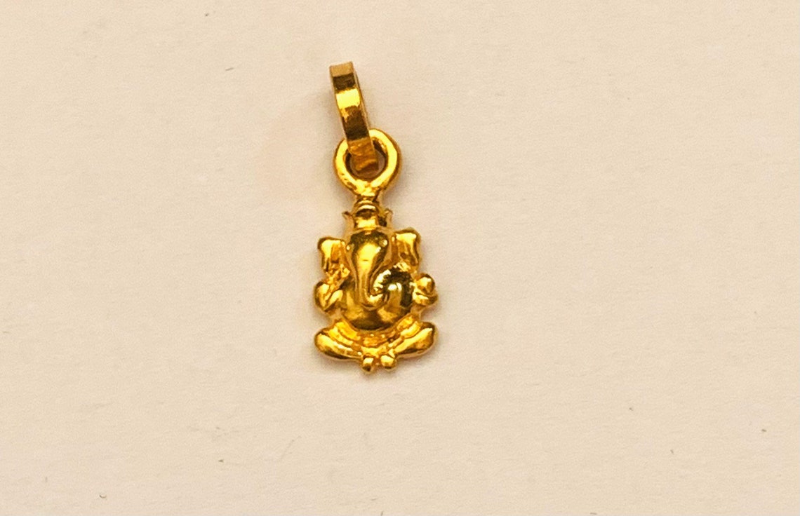 22k Solid Gold Ganesha Pendant-tiny Gold Pendant-lord Ganesha - Etsy