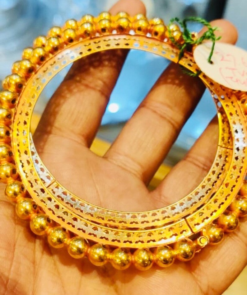 22k Solid Gold Rajwada Gold Ball Gokhru Kada-real Gold Kada-indian Gold ...