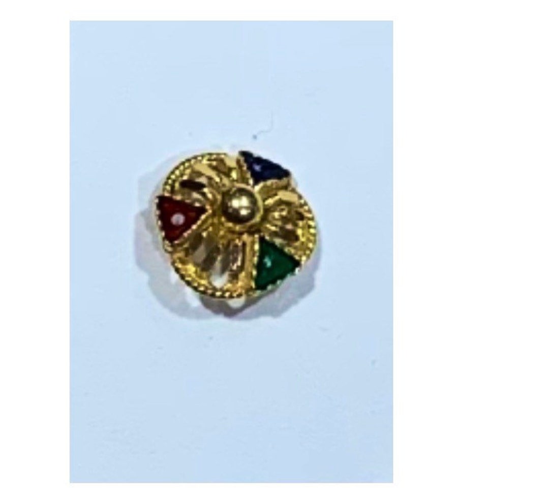 22k Solid Gold Nose Pin- Gold Nose Stud-rajasthani Nose Pin- Indian ...