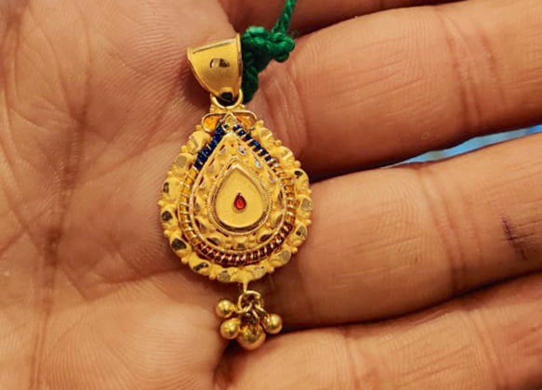 22k Solid Yellow Gold Pendant-indian Gold Pendant Hallmarked Indian ...