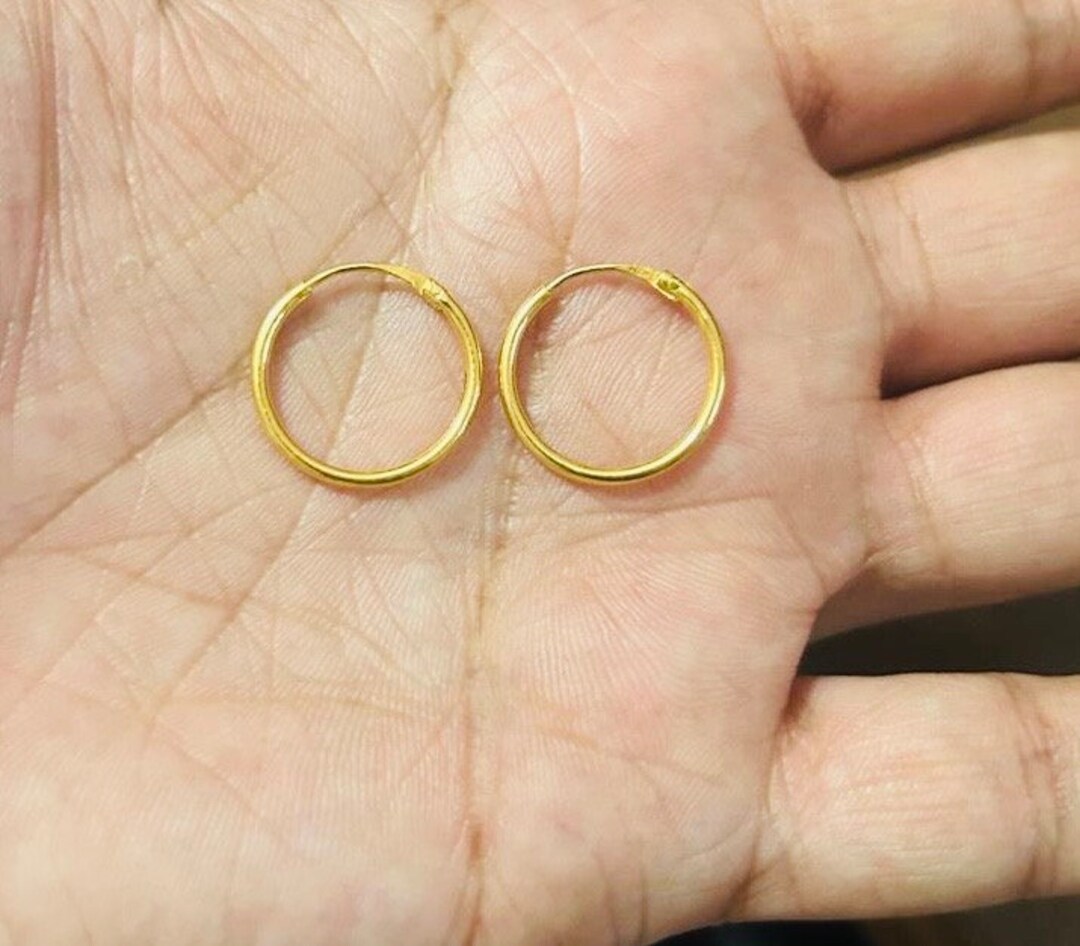 22k Gold Hoops, Gold Earring, Solid Gold Hoops, Indiangold Hoops ...