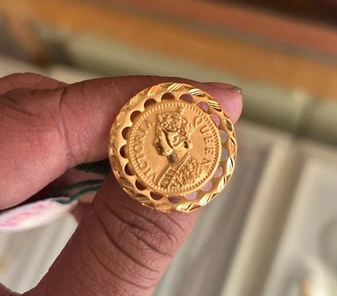 22k Solid Gold Coin Ring-antique Gold Coin Ring- Solid Gold Early Coin ...