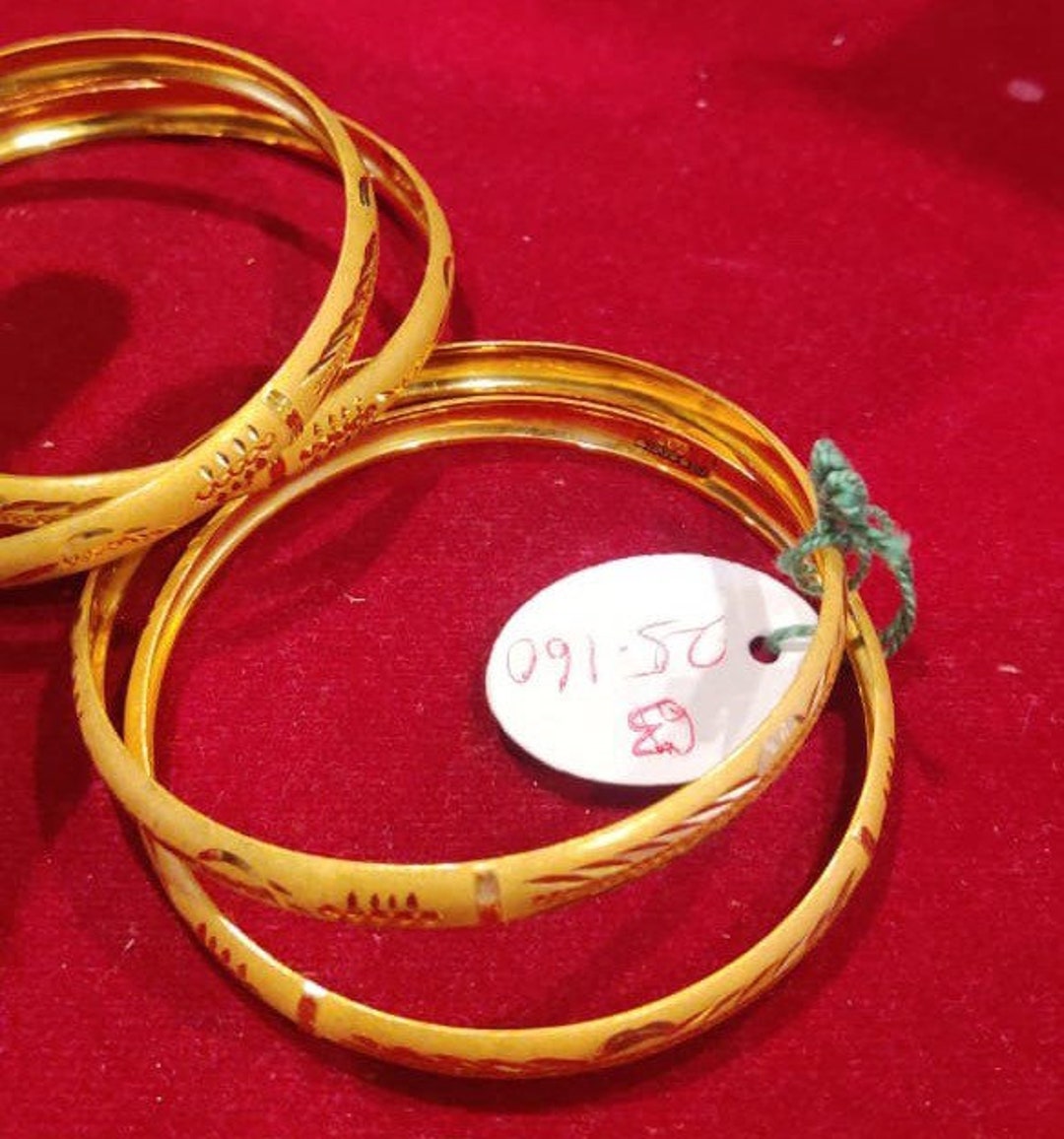 22k Solid Gold Indian Bangle Set-gold Bangle-rajasthani Gold Bangle ...