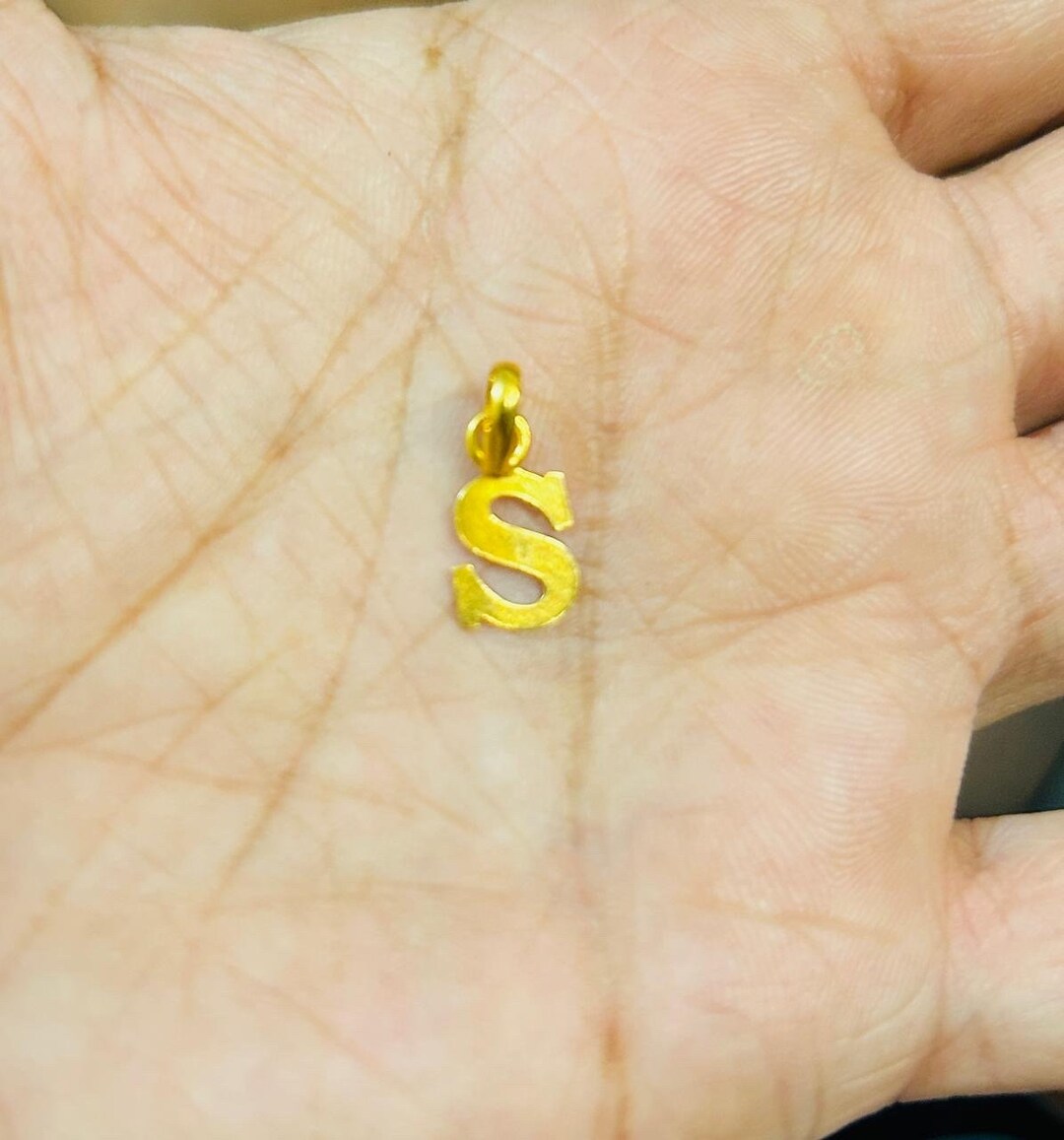 22k Solid Gold Alphabet Pendant-gold Name Initial Pendant-solid Gold ...