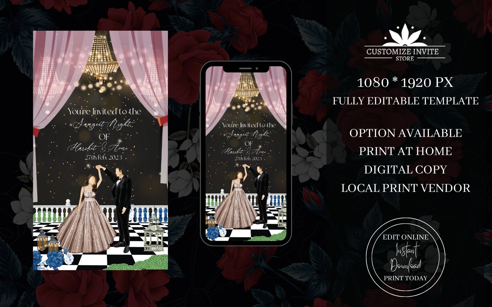 Perfect Night Theme Invitation as Sangeet Invite,reception Invites ...