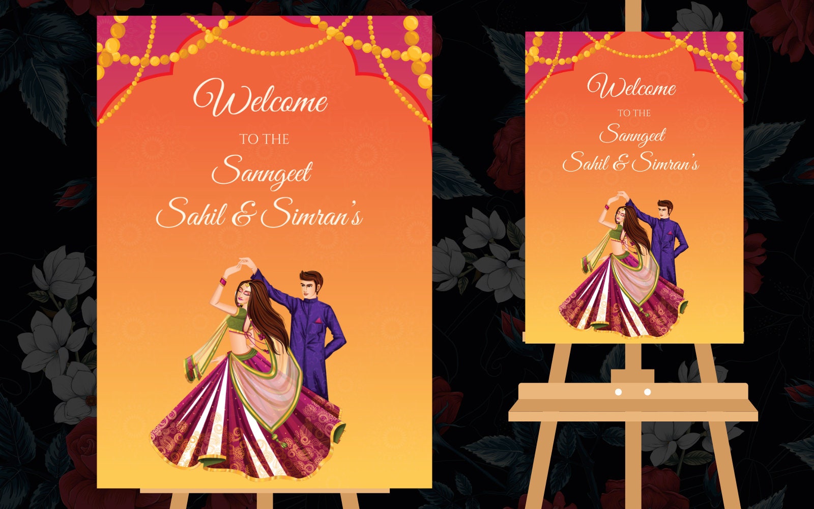 Customize Sangeet Welcome Signage, Traditional Decor Sangeet Welcome ...