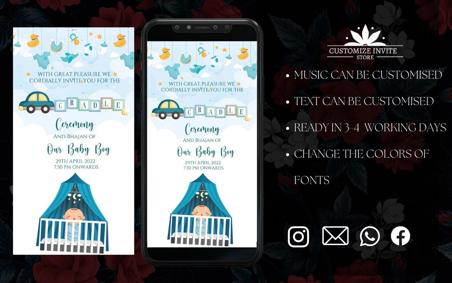 Naming Day Invite Naming Day Card, Name Day Card, Naming Ceremony Card ...