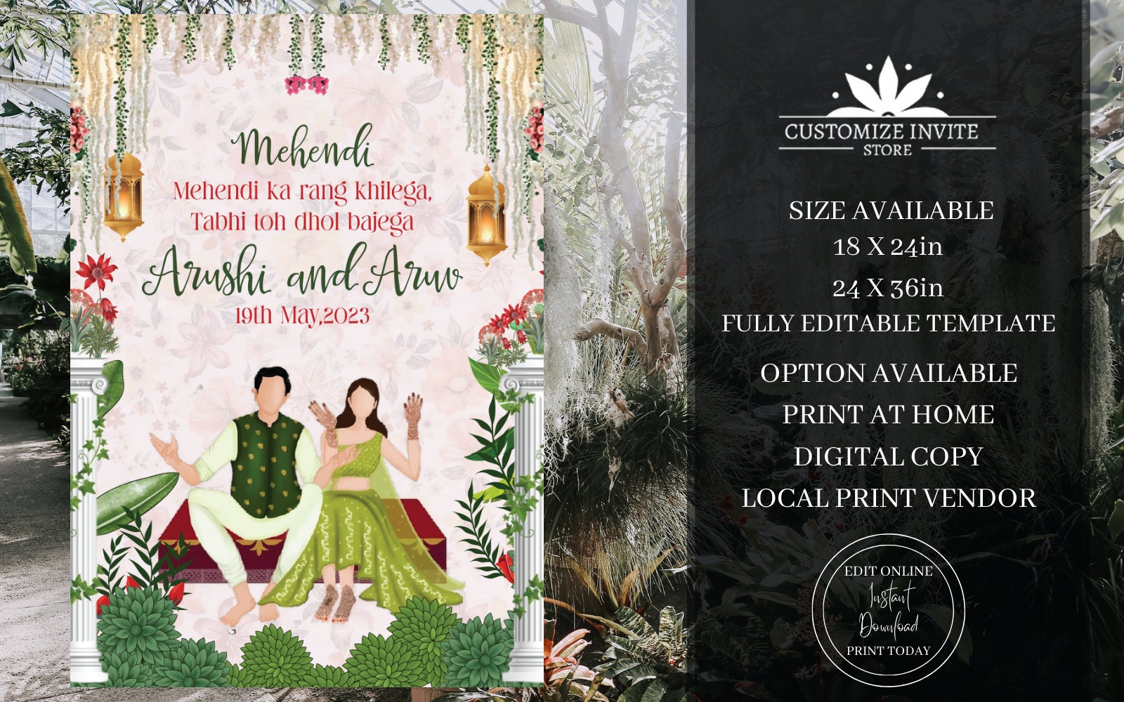 Beautiful Mehendi Sign, Printable Mehendi Welcome Signs, Indian Mehendi ...