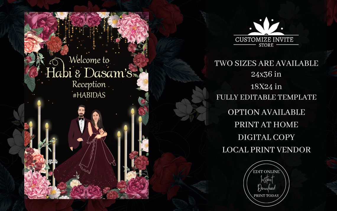 Welcome Reception Sign & Indian Wedding Reception Sign, Indian ...