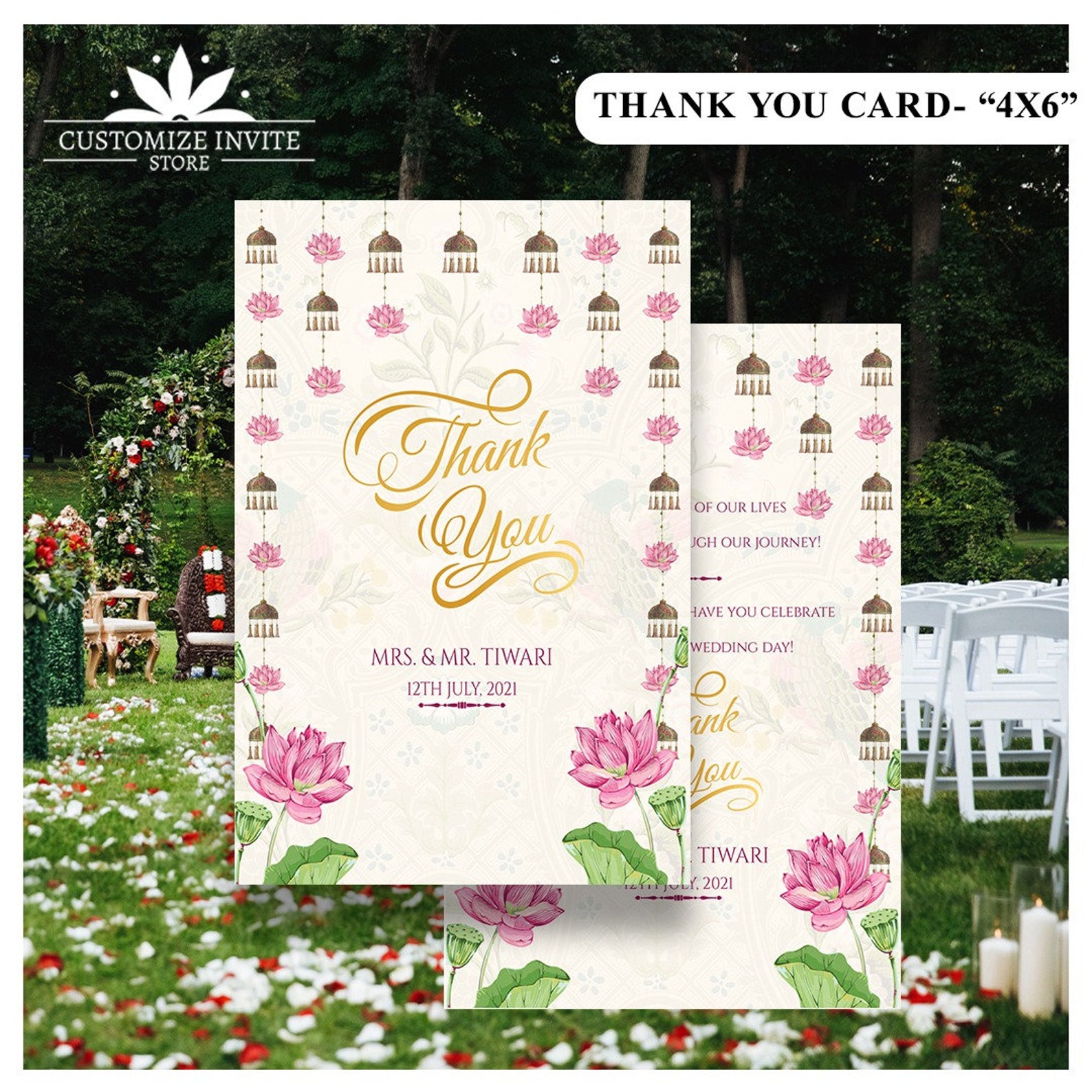 Thank You Cards Indian as Thank You Notes With Lotus Design, Indian ...