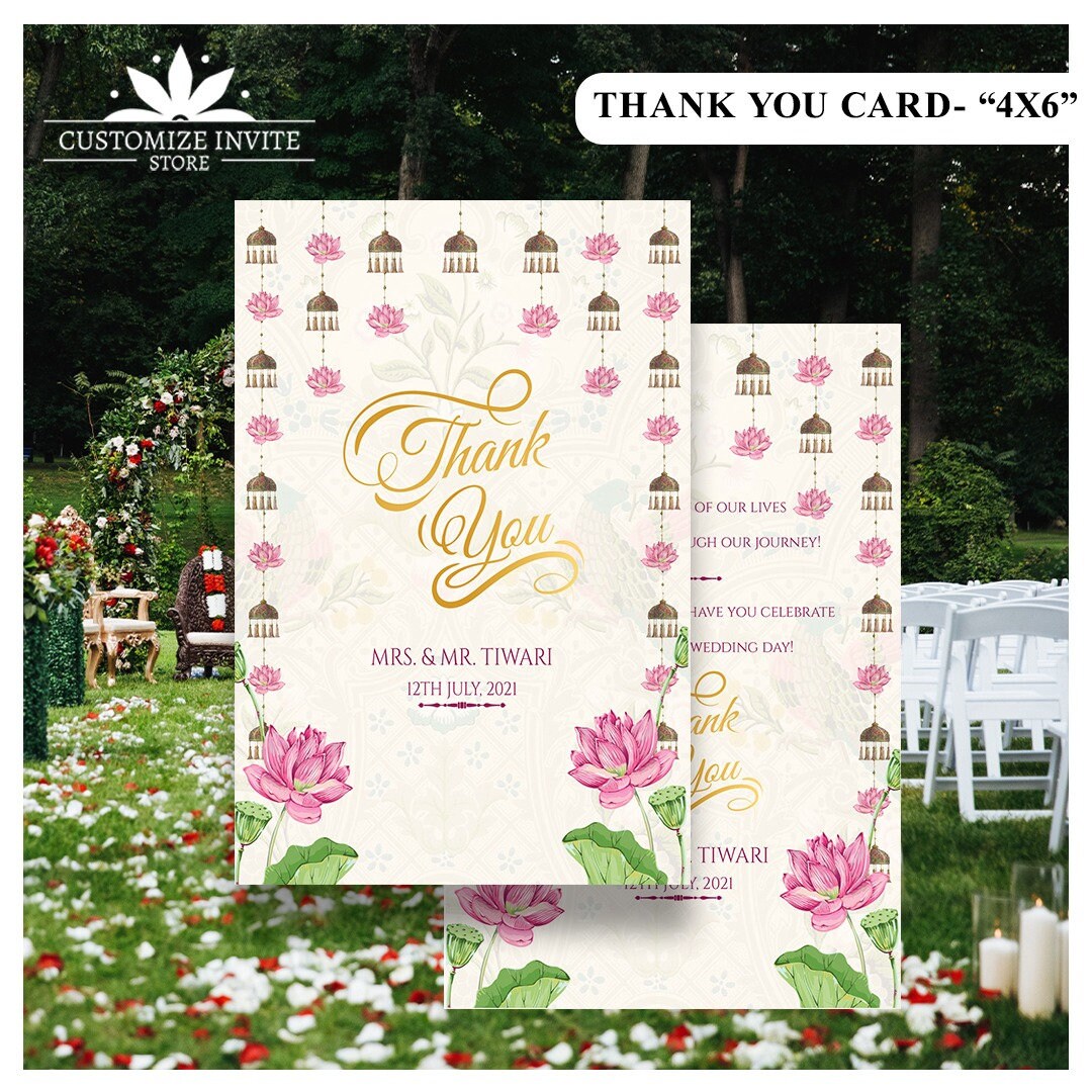 Thank You Cards Indian as Thank You Notes With Lotus Design, Indian ...