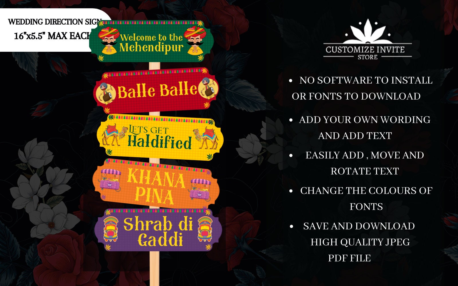 Wedding Function Signs as Fun Signs, Mehendi & Haldi Wedding Signs ...