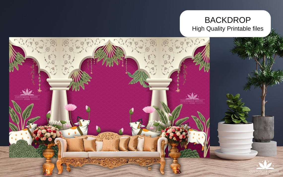 Wedding Back Drops Indian Wedding Digital Backdrop Decor Backdrop ...