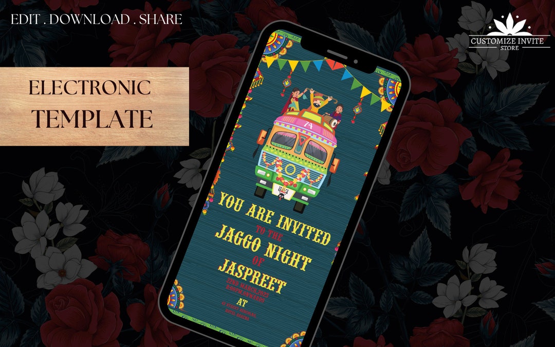 Jaggo Night Invites as Jaggo Wedding Invite, Jago Invitation Digital as ...