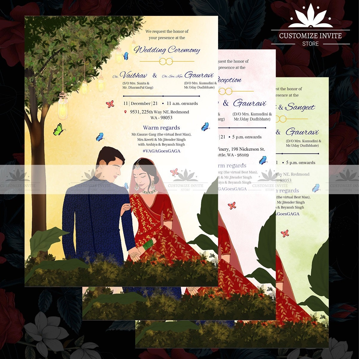 Custom Portrairt Indian Invitation Digital Wedding Card Suite Including ...