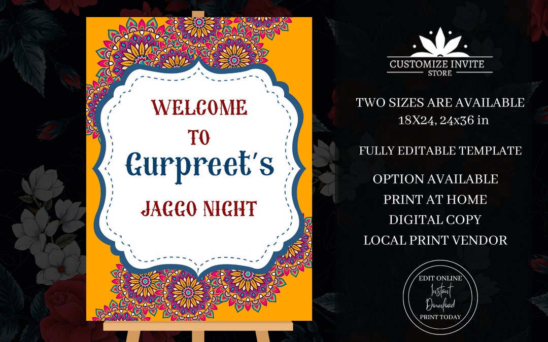 Jaggo Night Invites as Jaggo Wedding Invite, Jago Invitation Digital as ...