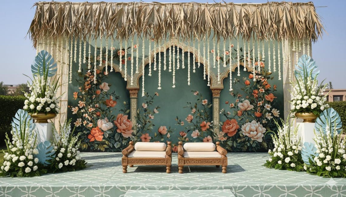 Floral Indian Wedding Backdrop: Customizable Digital Print - Etsy