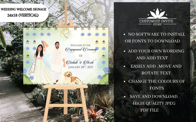 Dusty Theme Engagement /reception Welcome Signs, Sagai Signage as ...