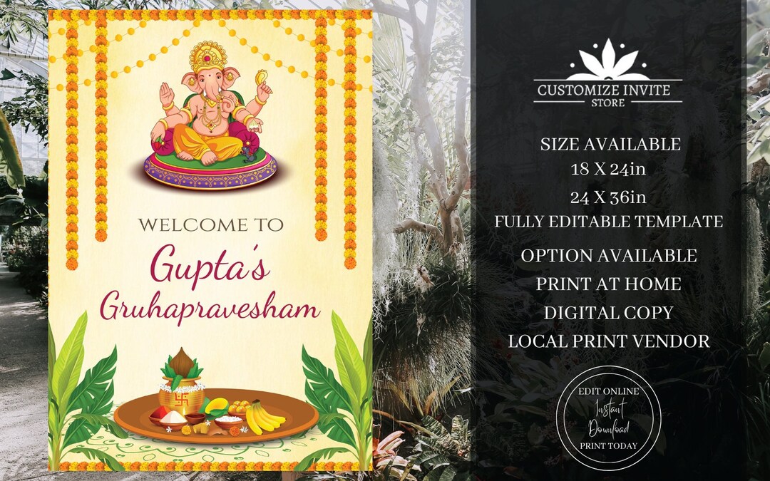 Gruhapravesam Sign: Indian Housewarming Poster (digital Download) - Etsy