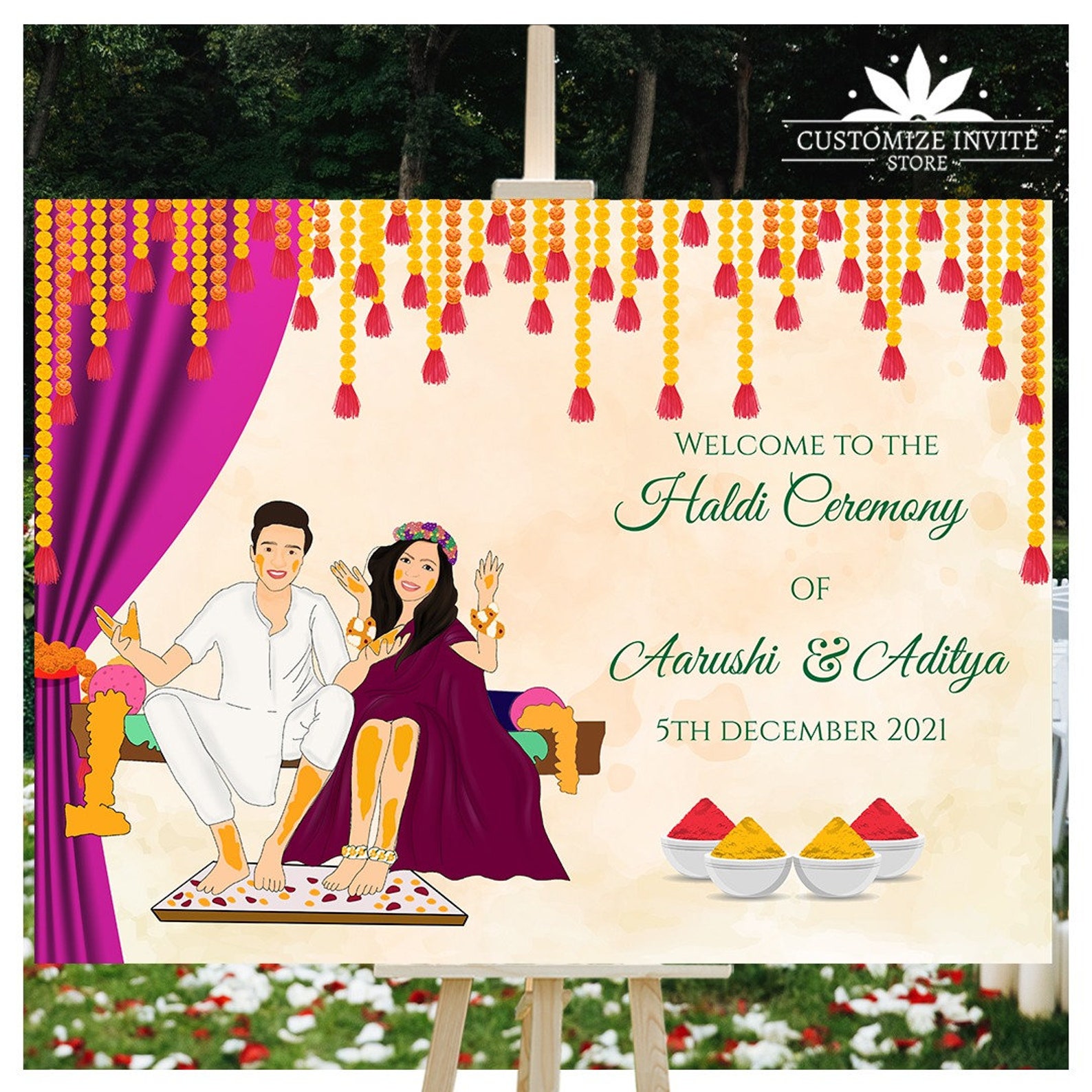 Haldi Party Welcome Signage as Haldi Night, Welcome to Our Haldi ...