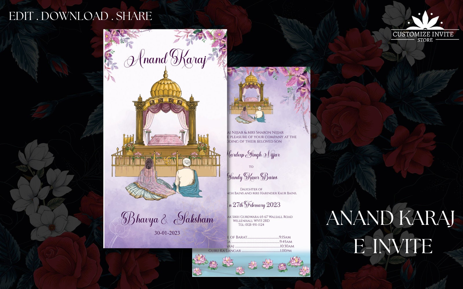 Anand Karaj E-invites & Sikh Invites, Punjabi Invitations as Punjabi ...